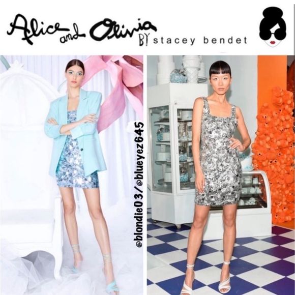 Alice + Olivia | Dresses | Alice Olivia Addie Powder Blue Embellished ...